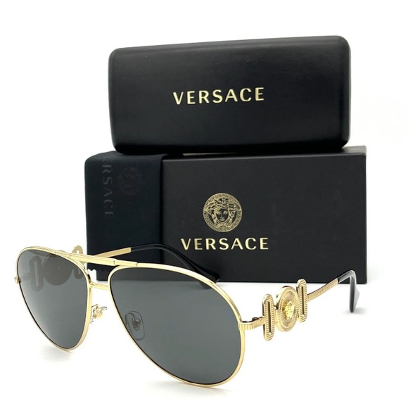 Versace | Accessories | Versace Ve2249 0287 Gold Dark Gray 65mm ...